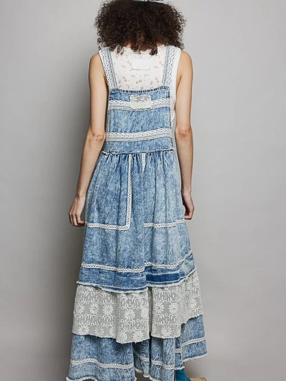 POL | Other | Pol Long Overall Dressdenim Crochet Pocket Rufflesnew ...